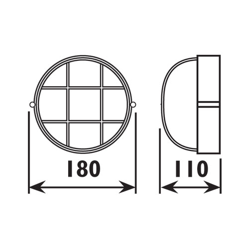 Round Small Grid Bulkhead Black 1xe27 B53b Radiant Lighting